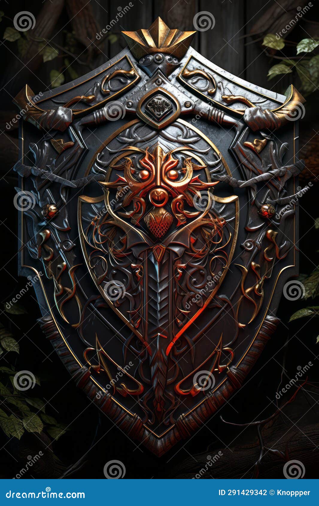 Dark Fantasy Shield Ai Generated Stock Illustration - Illustration of ...