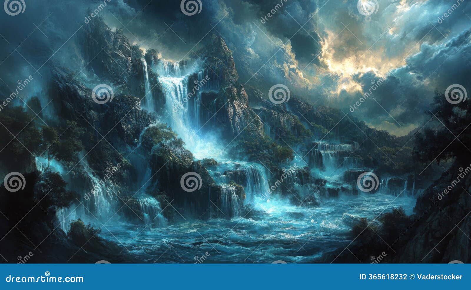Fantasy Waterfall In Arcadian Landscape Royalty-Free Stock Image ...