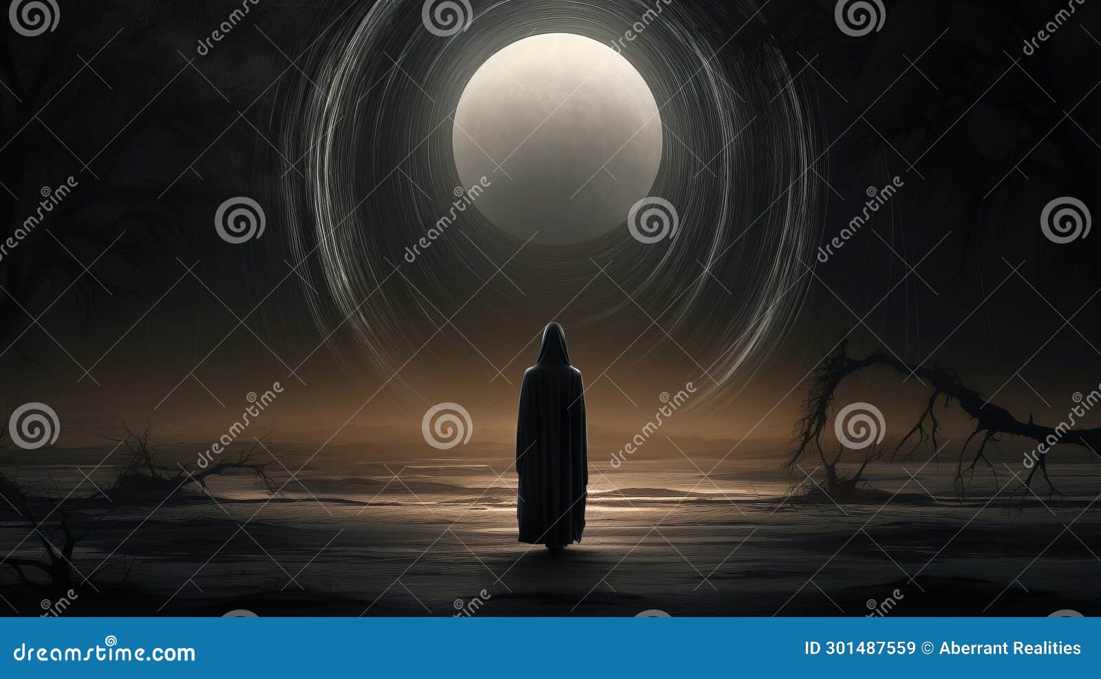 A Dark Figure Standing in Front of a Full Moon Stock Image - Image of ...