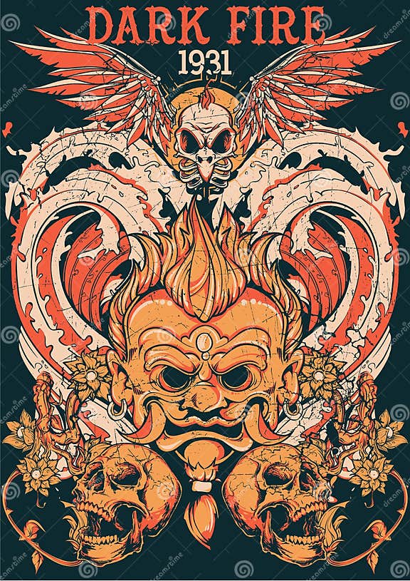 Dark fire stock vector. Illustration of crest, fearsome - 37246842