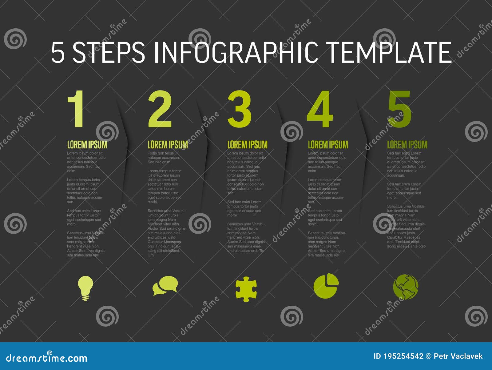 Dark Five Simple Color Steps Process Infographic Template Stock Vector ...