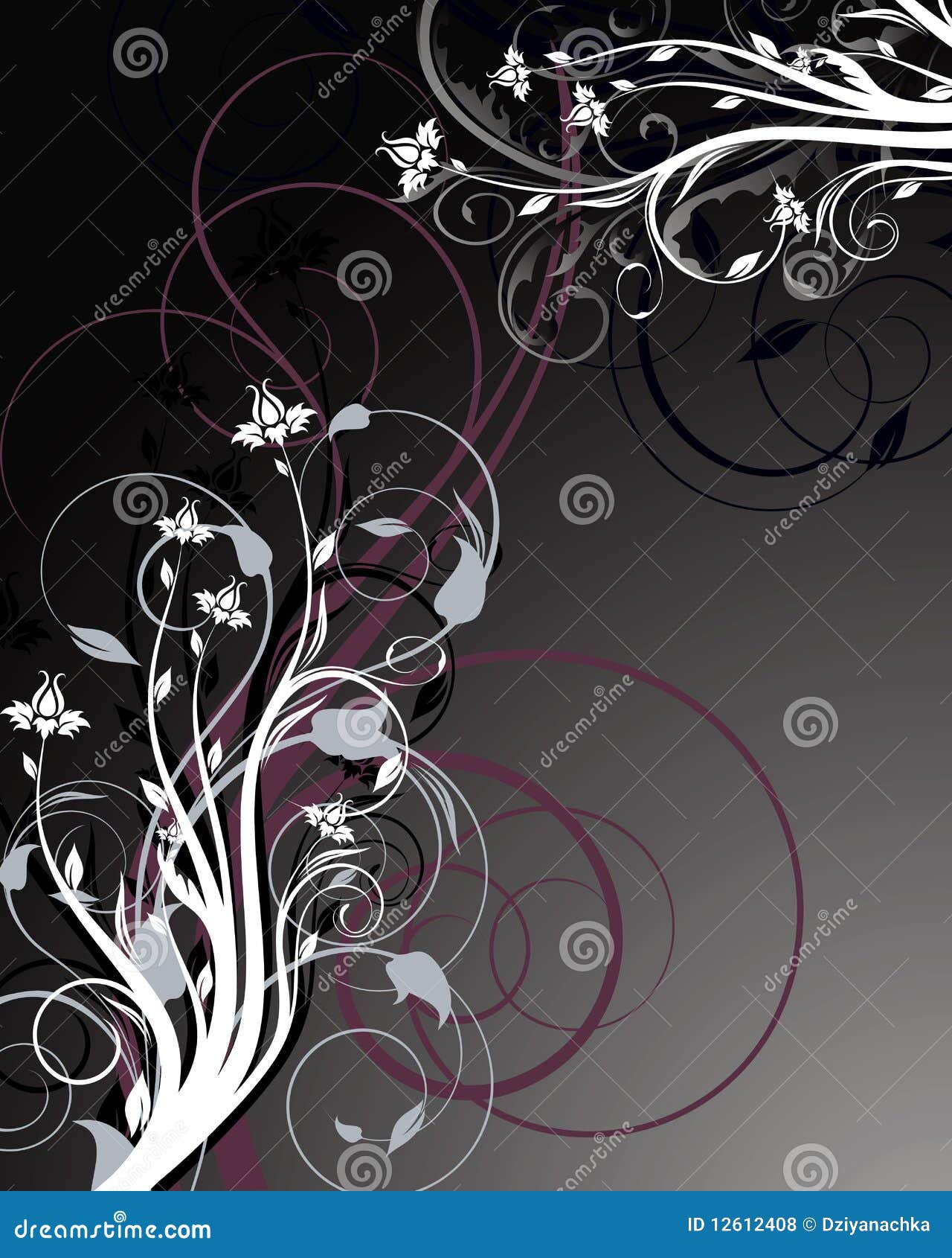 Dark floral abstraction stock vector. Illustration of gradient - 12612408