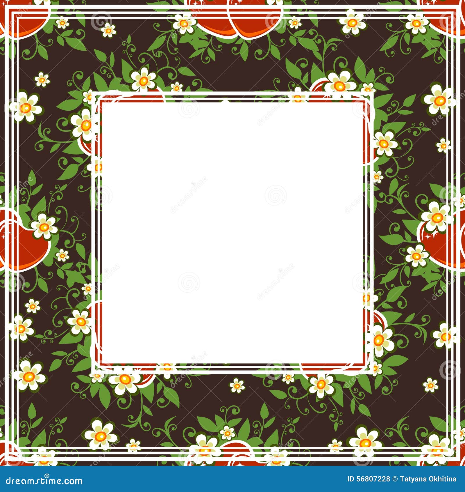 Dark floral border stock illustration. Illustration of foliage - 56807228