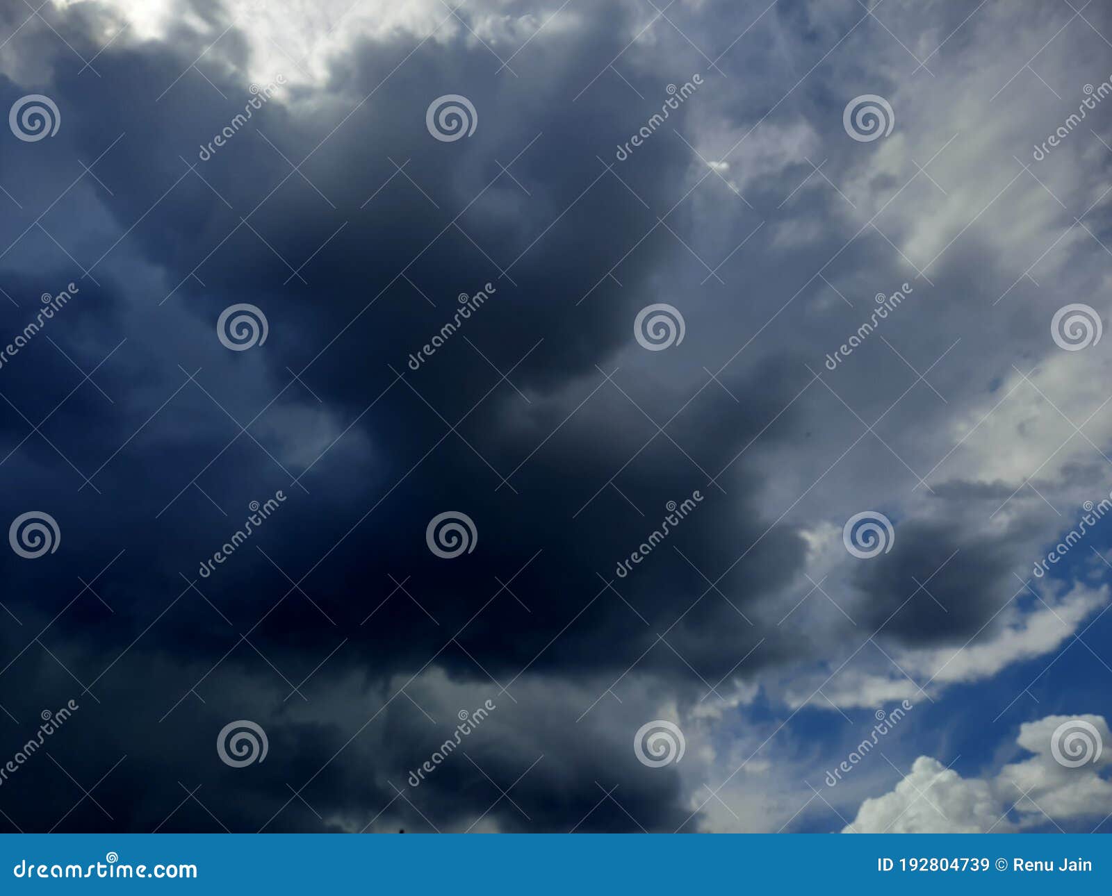 Dark Fluffy Clouds in Blue Sky in Monsoon Stock Image - Image of cloud ...