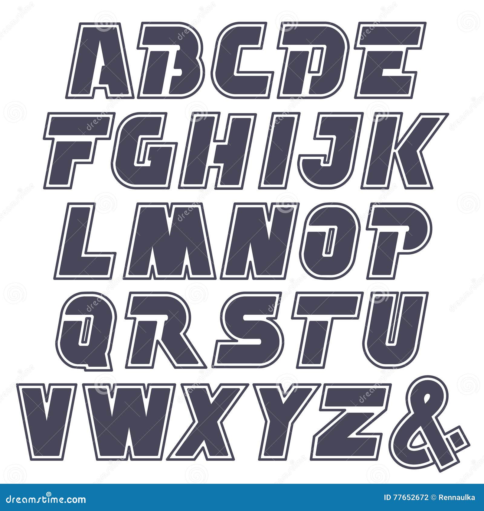 Dark Font Alphabet - Simple Capital Letters Stock Vector - Illustration ...