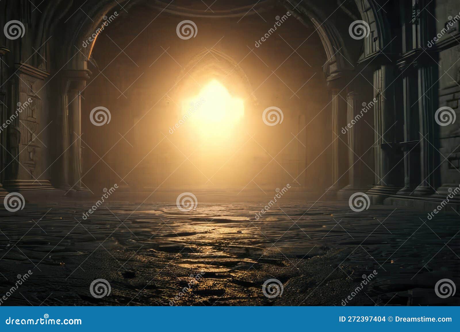 A Dark and Foreboding Dungeon with Cloisters and Pillars Looming in the ...