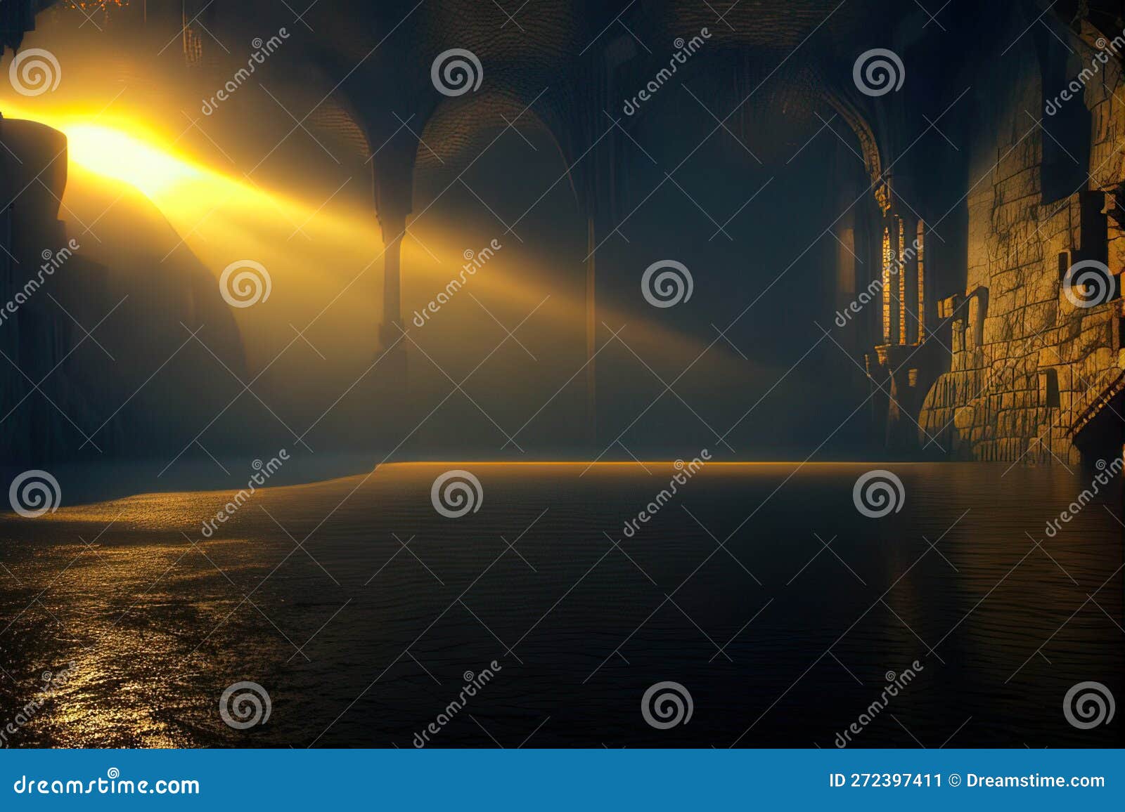 A Dark and Foreboding Dungeon with Cloisters and Pillars Looming in the ...