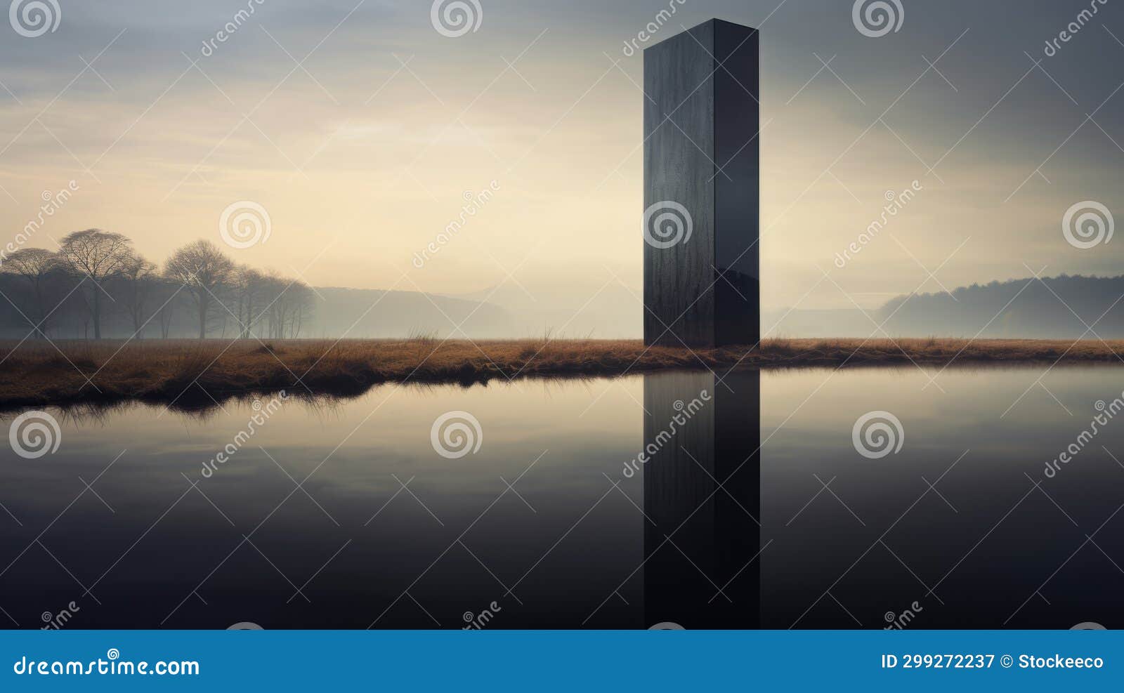 Sculptural Skyscraper: a Minimalist Installation on Water Stock ...