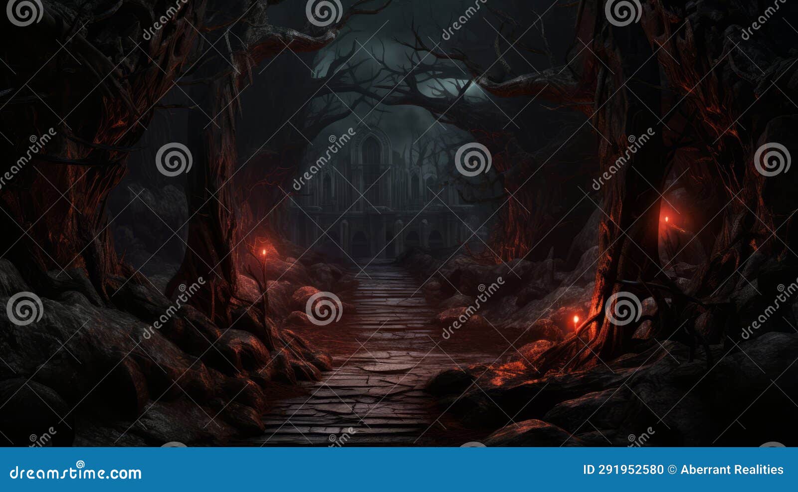 A Dark Forest with a Path Leading into it Stock Illustration ...