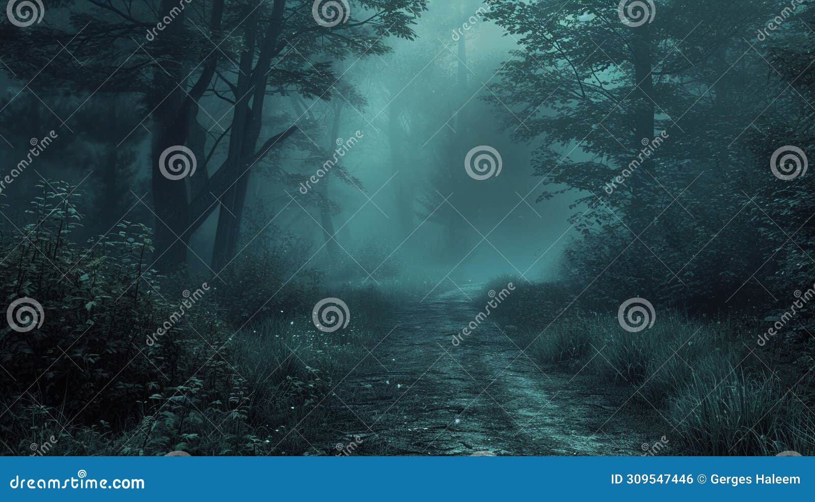 A Dark Forest Path stock illustration. Illustration of nature - 309547446