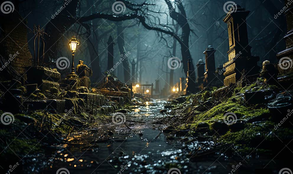 Dark Forest with Stream stock image. Image of enigmatic - 313890207