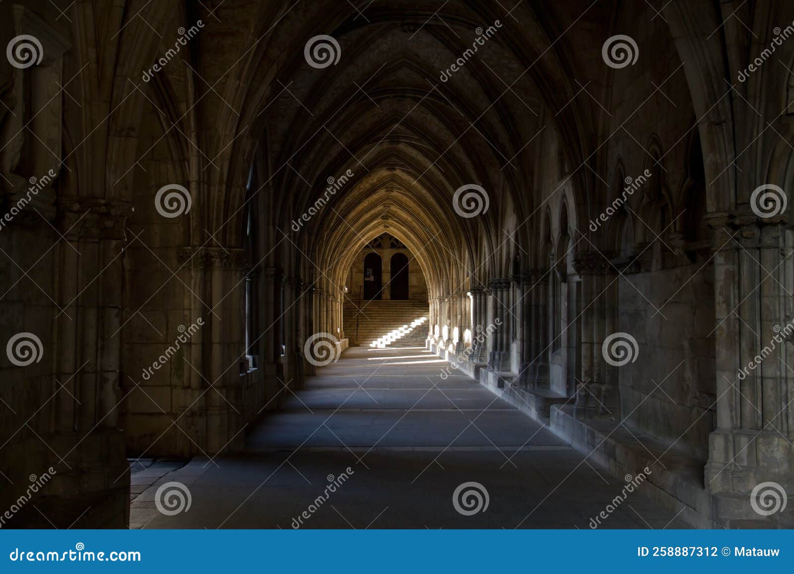 Dark Gallery of a Monastery Stock Photo - Image of italy, religion ...
