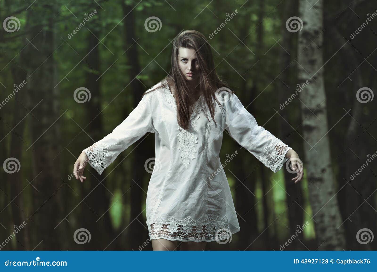 Dark Girl with Evil Expression Stock Photo - Image of forest, beautiful ...