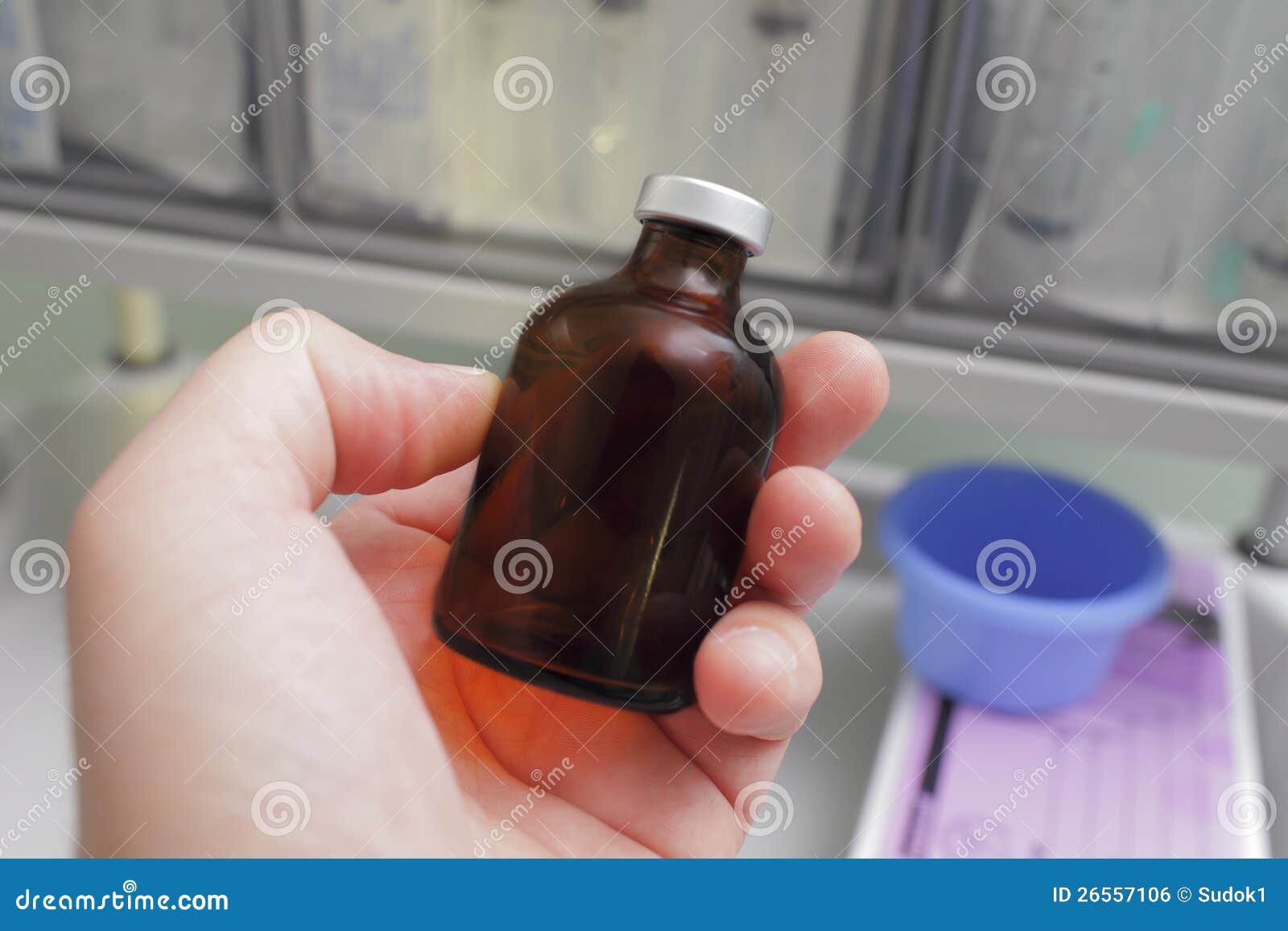 Dark Glass Bottle in Hand Laboratory Worker. Stock Photo - Image of ...