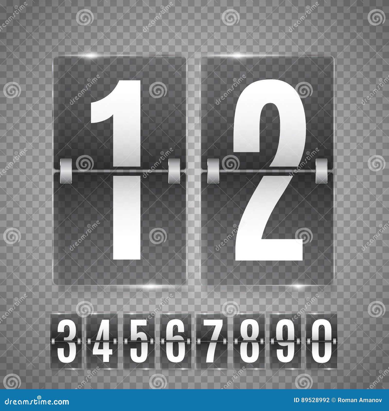 Dark Glass Countdown Timer Isolated on Transparent Background. Clock ...