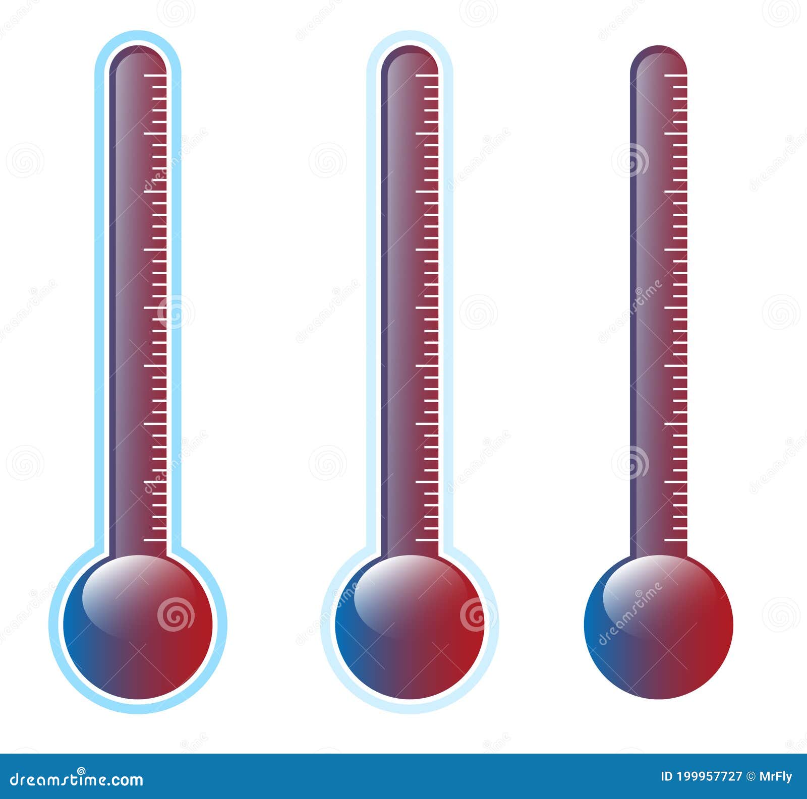 Dark Glass Thermometer Set of Three, Vector Illustration Stock Vector ...