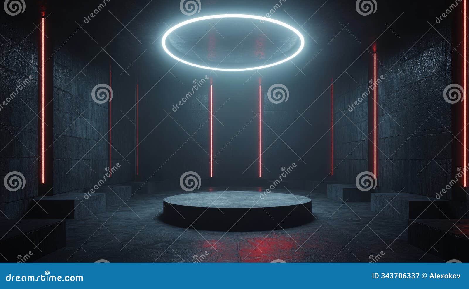 Dark and Gloomy 3D Rendering of a Media Studio with Low Poly Style and ...