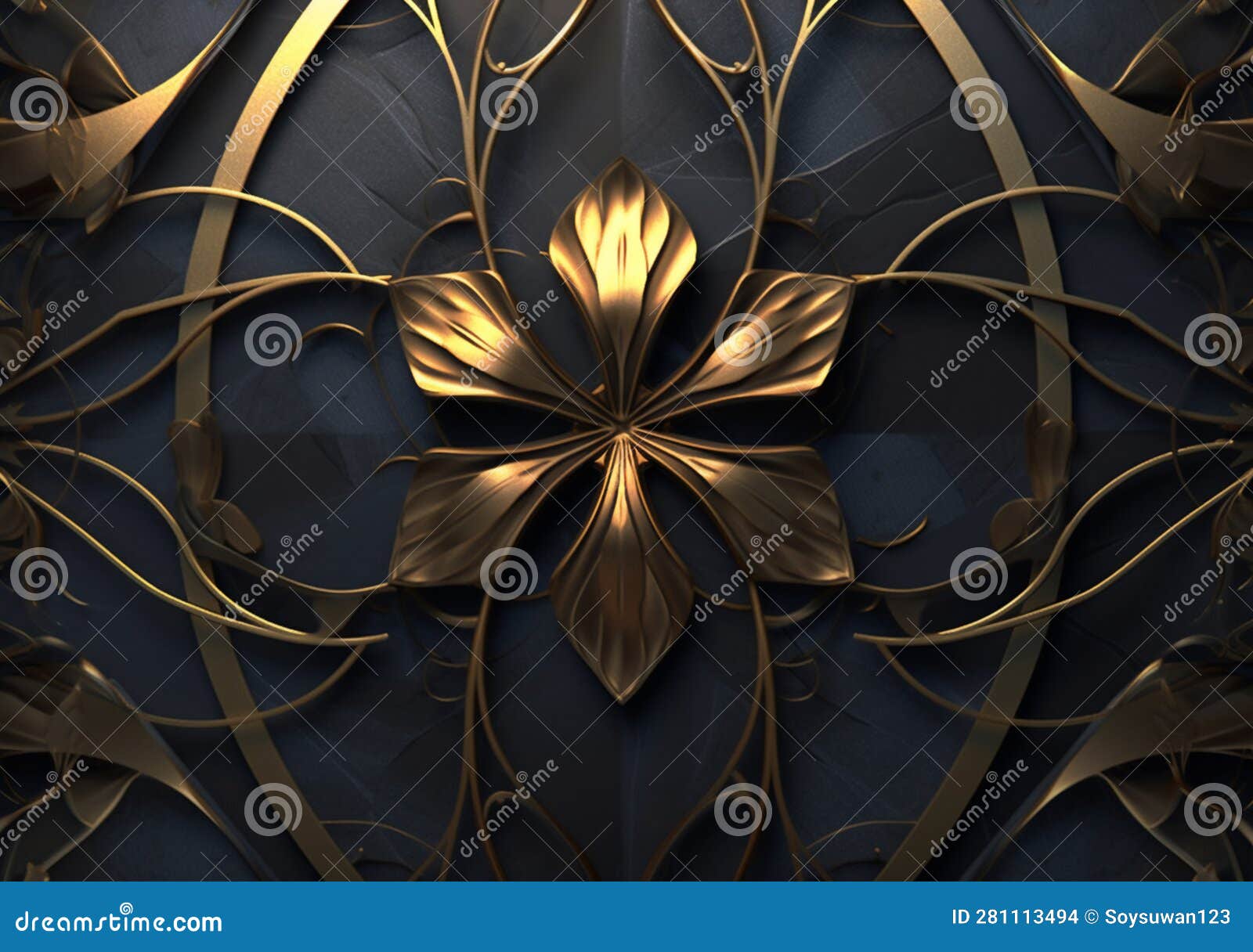 Gold Decorative Pattern with Pattern Black and Gold Generative a Stock ...