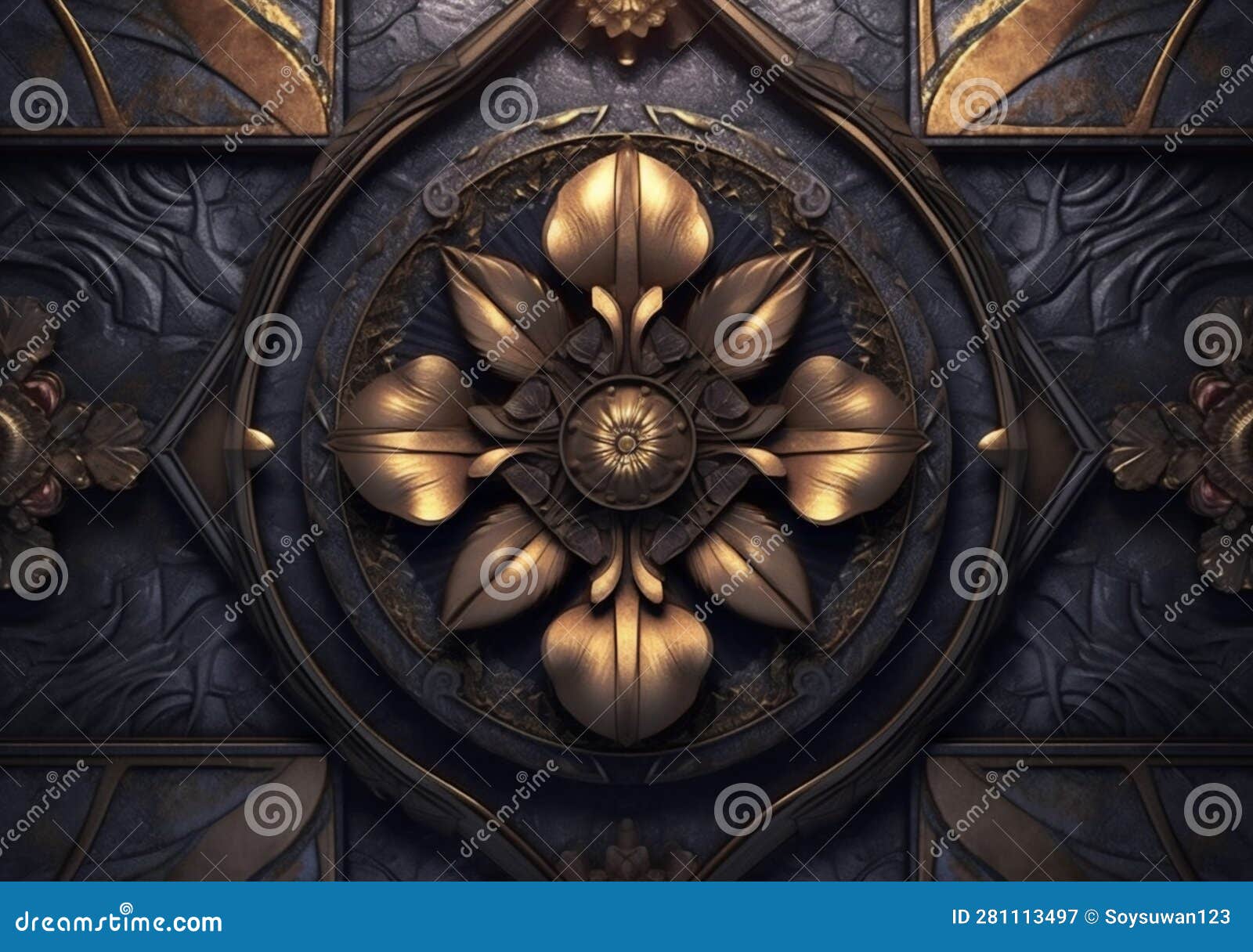 Gold Decorative Pattern with Pattern Black and Gold Generative a Stock ...