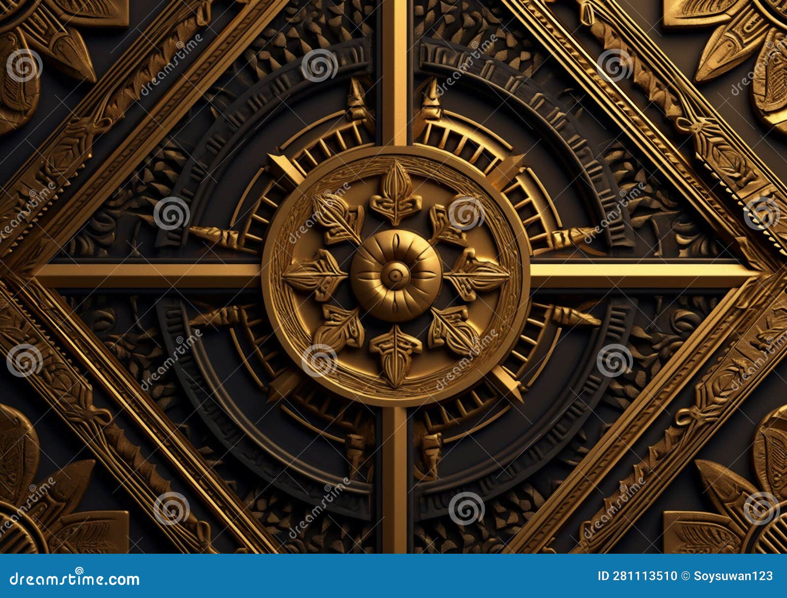 Gold Decorative Pattern with Pattern Black and Gold Generative a Stock ...