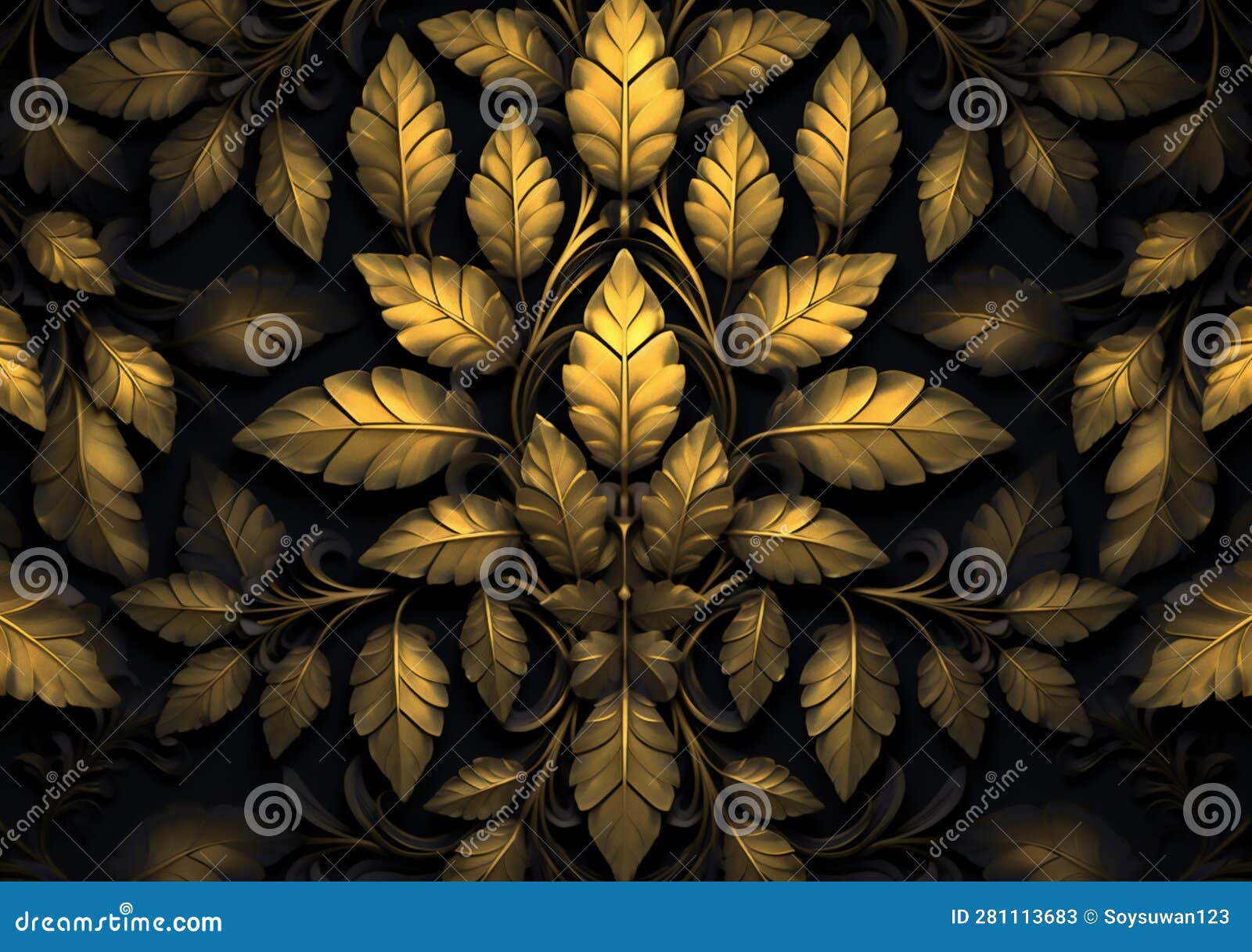Gold Decorative Pattern with Pattern Black and Gold Generative a Stock ...