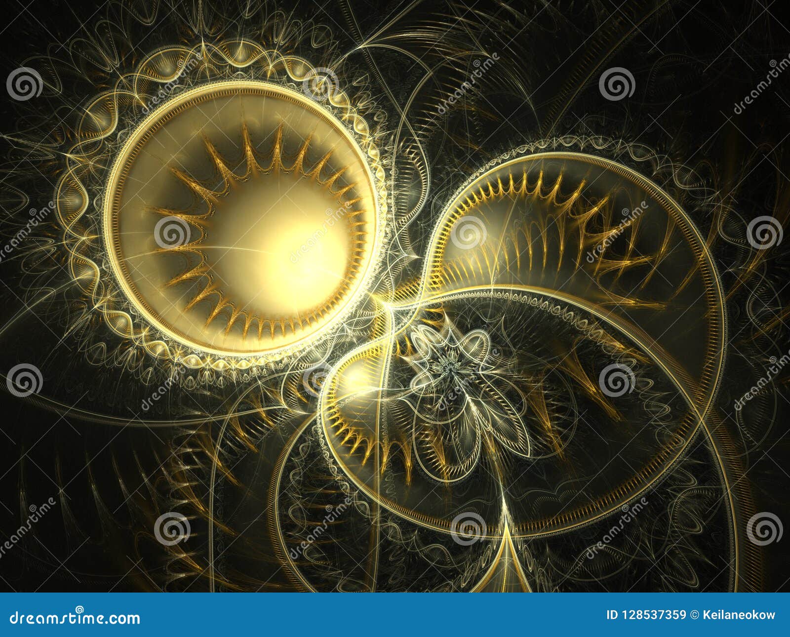 Dark gold fractal machine stock illustration. Illustration of ...