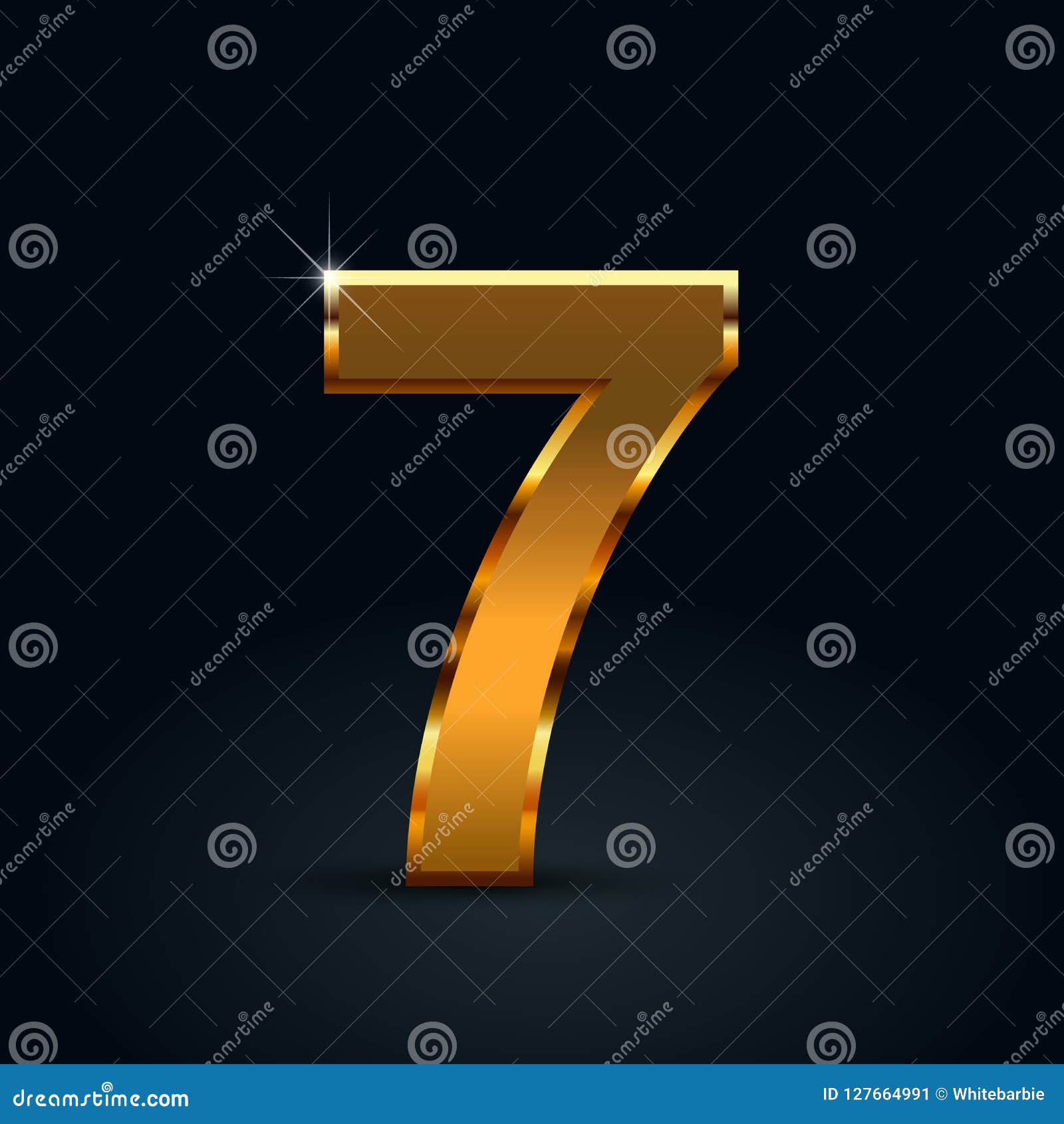 Dark Gold Vector Number 7 Isolated on Black Background Stock ...