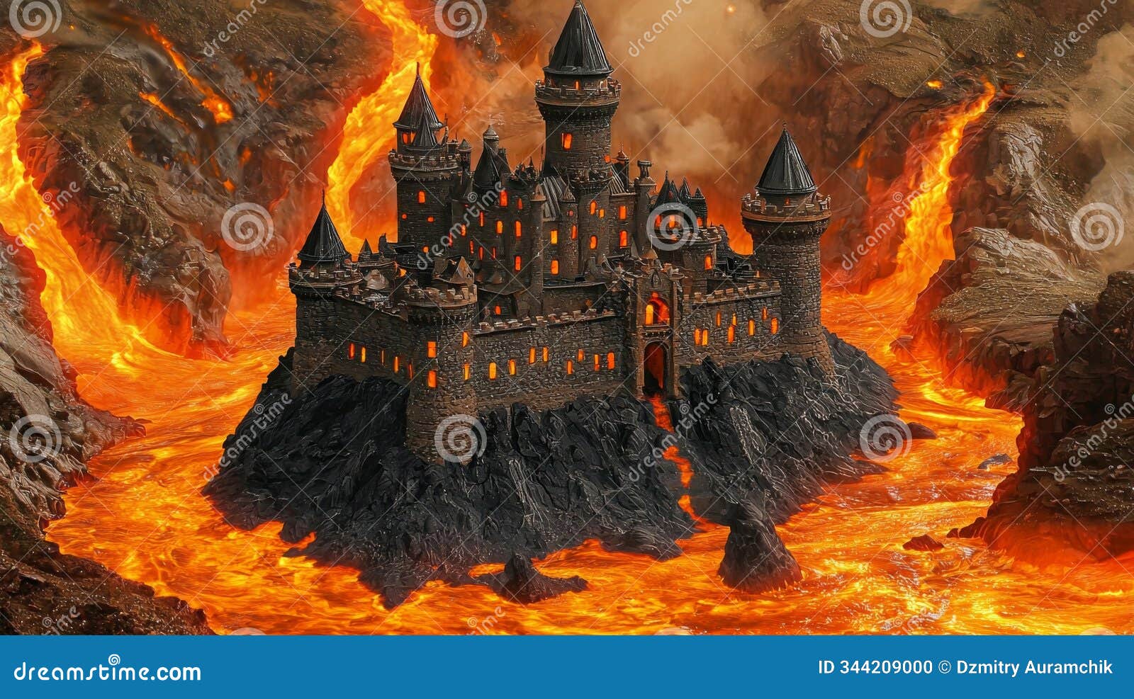 Dark Gothic Architecture Infernal Landscapes at Hellfire Castle Stock ...