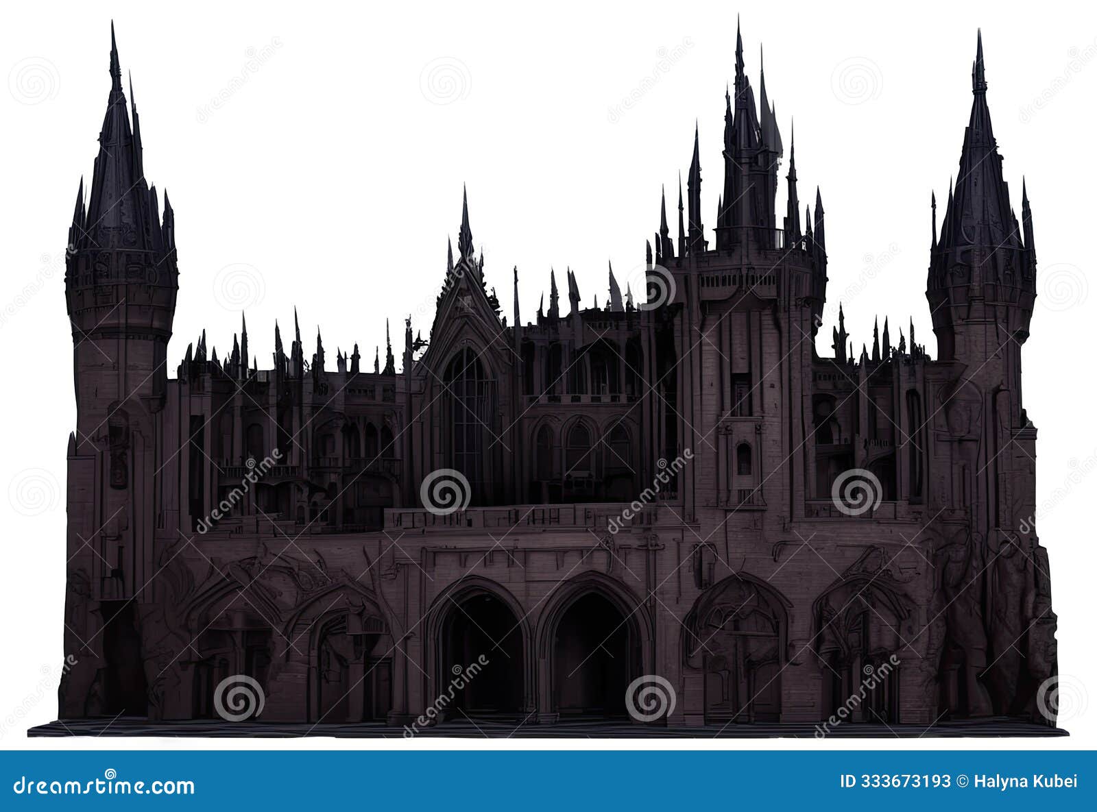Dark Gothic Castle with Gate. Isolated Transparent Background Stock ...