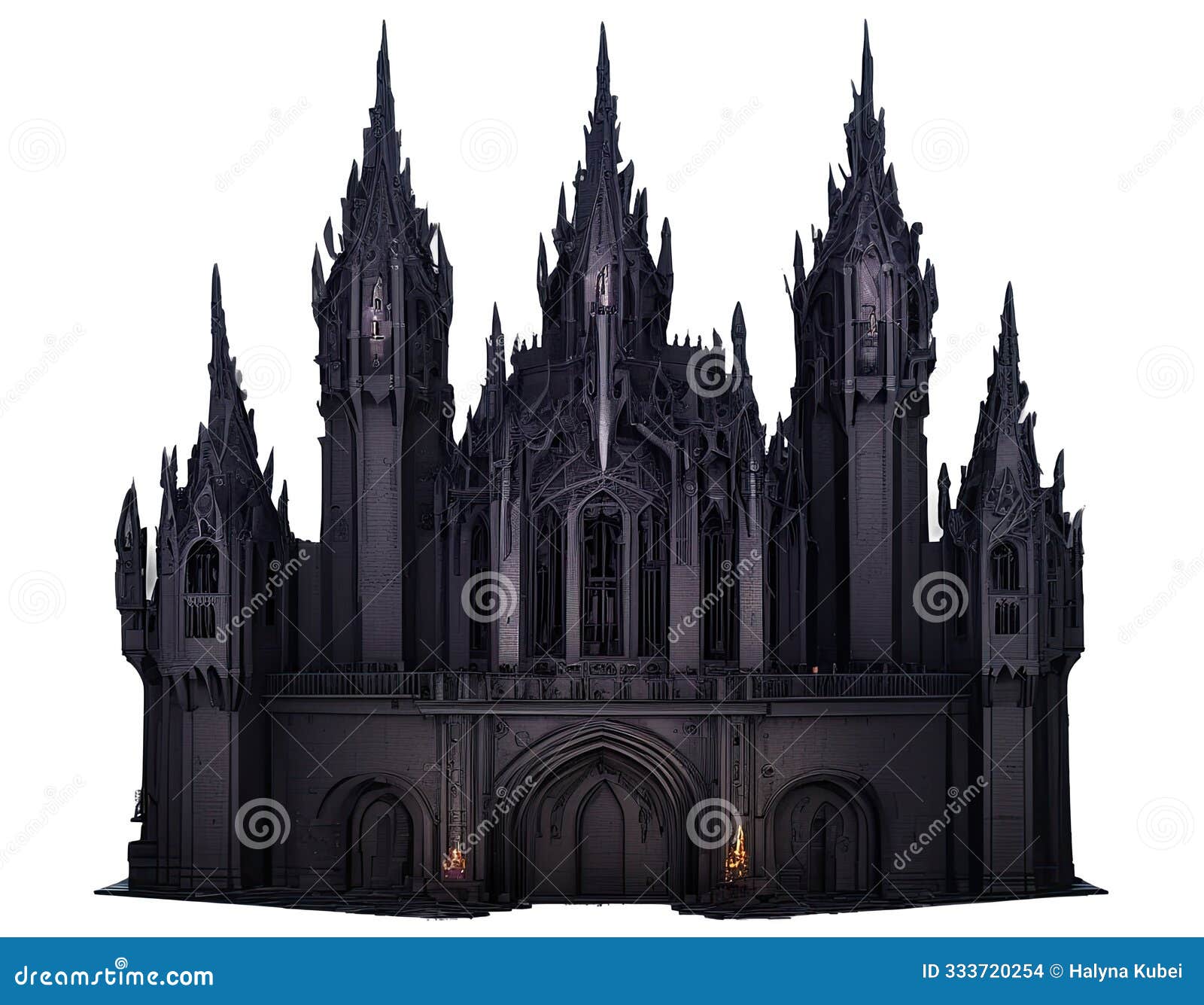 Dark Gothic Castle with Gate. Isolated Transparent Background Stock ...