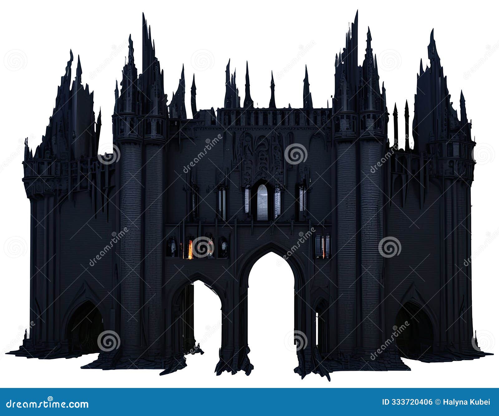 Dark Gothic Castle with Gate. Isolated Transparent Background Stock ...