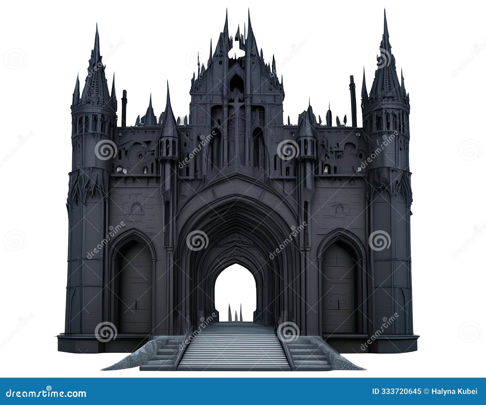 Dark Gothic Castle with Gate. Isolated Transparent Background Stock ...