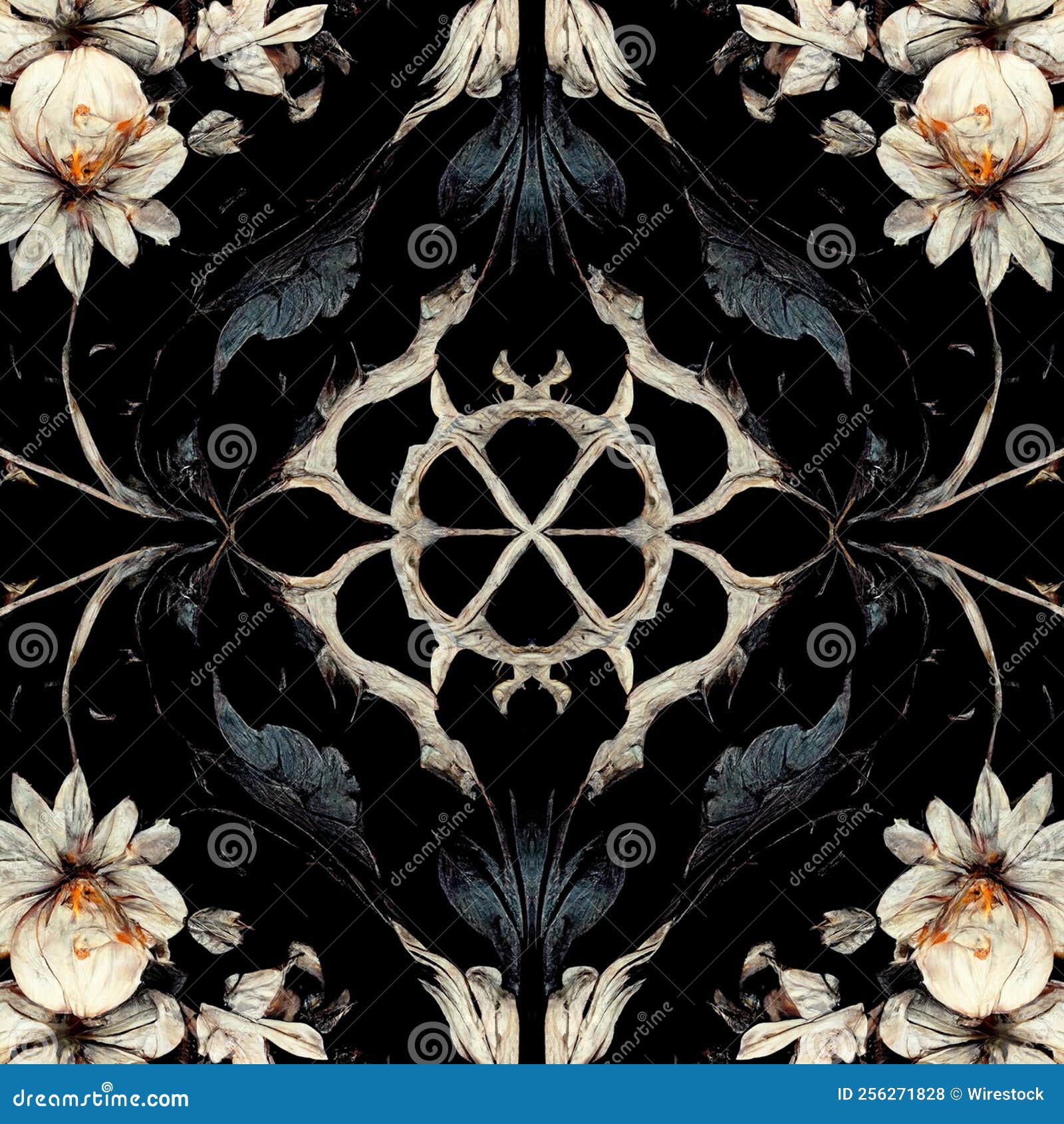 Dark Gothic Seamless Pattern with Floral Elements, a Mystical and ...