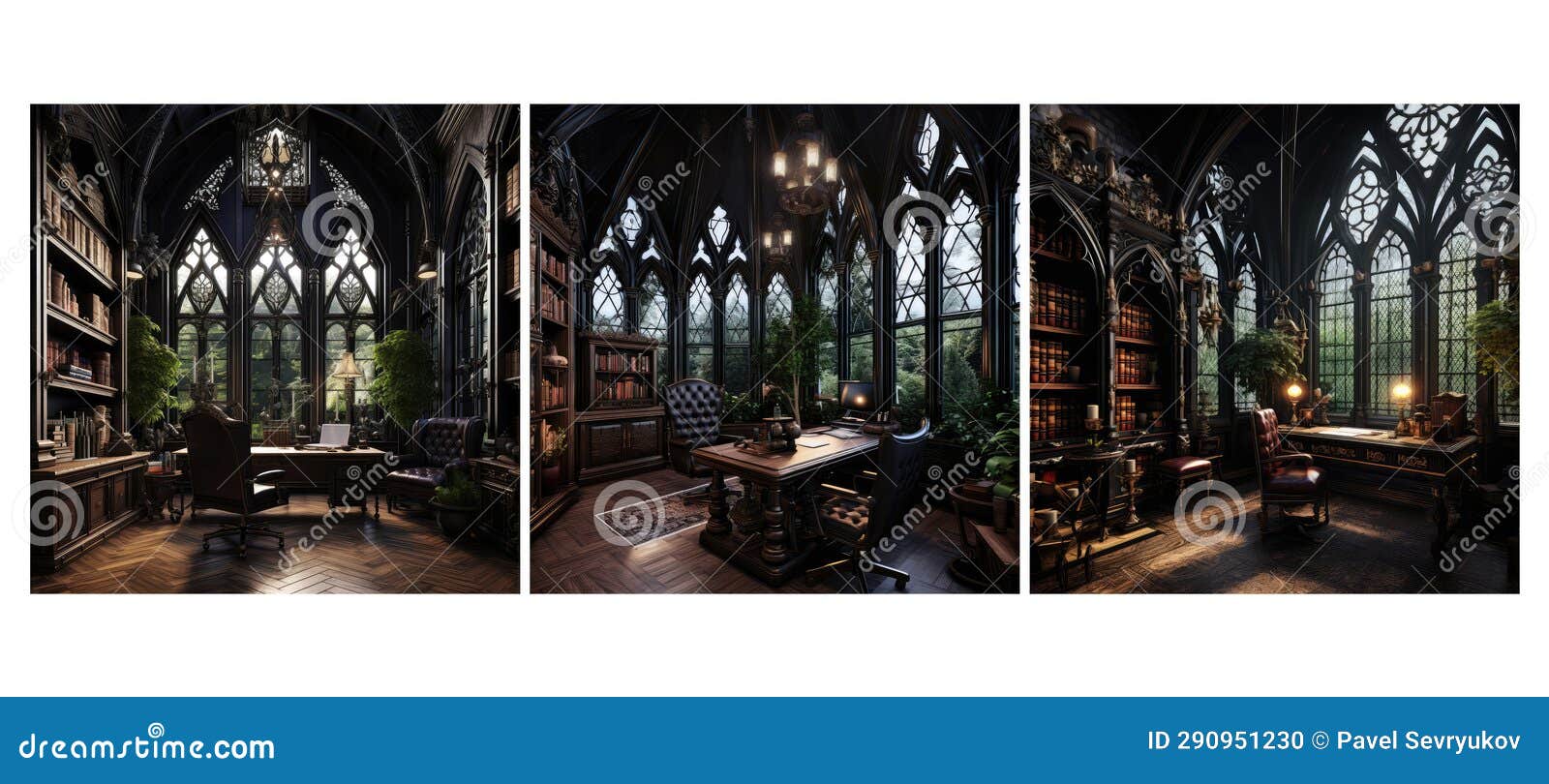 Dark Gothic Study Room Interior Design Ai Generated Stock Illustration ...