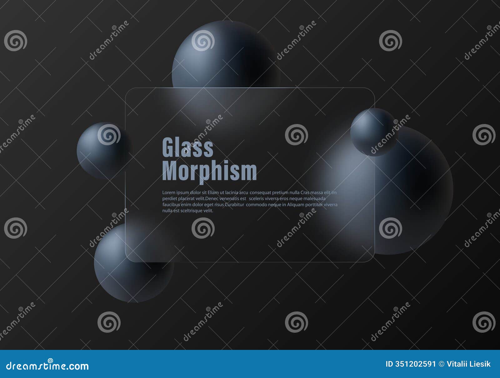 Dark Gradient Background with Partition and Spheres. Glass Morphism ...