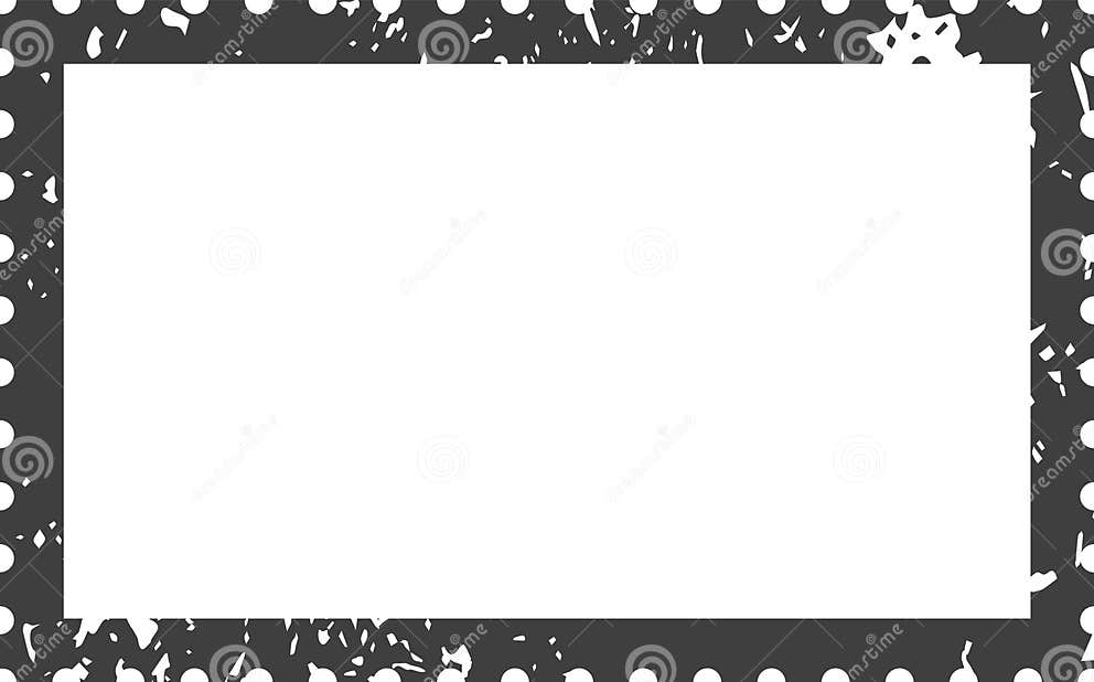 Dark Gray Border with White Dots and Grunge Splatter Effect Surrounding ...