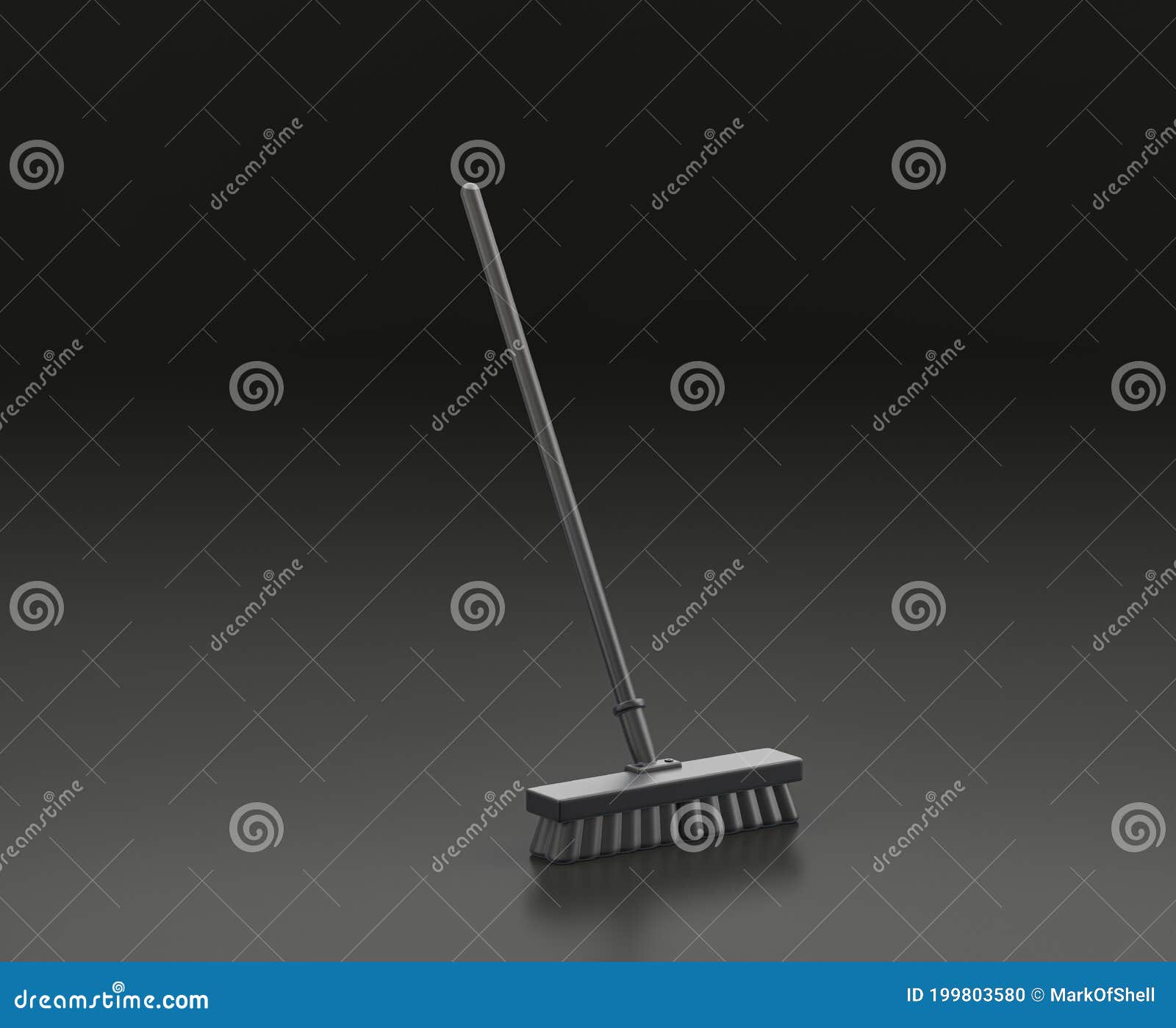 Dark Gray Broom on Black Background, Single Color Workshop Tool, 3d ...
