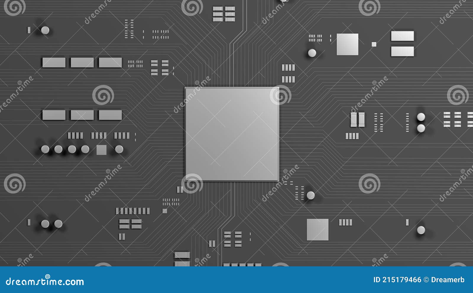 Dark Gray Chip on Circuit Board. Stock Illustration - Illustration of ...