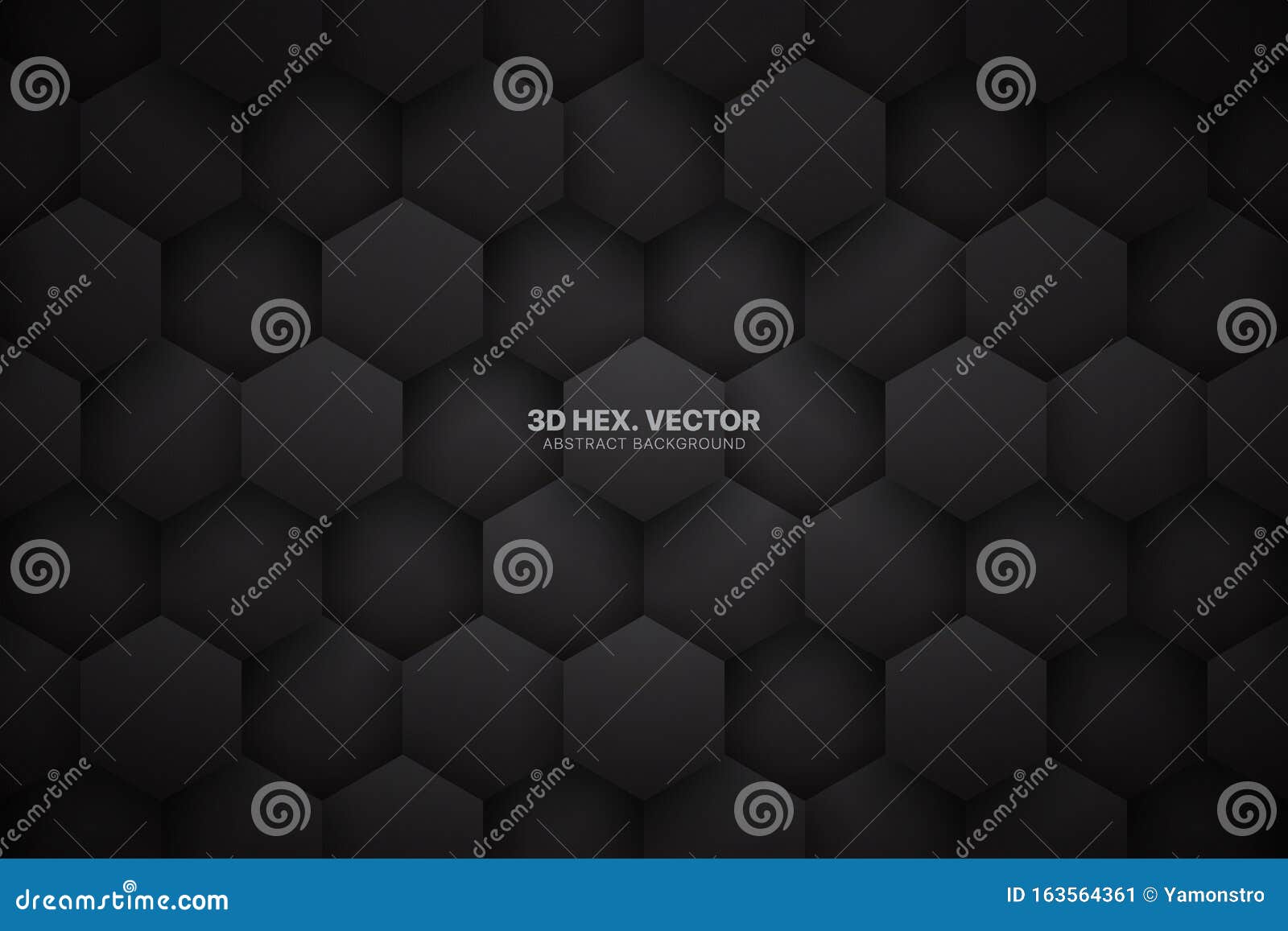Dark Gray 3D Vector Tech Hexagonal Blocks Pattern Abstract Background ...