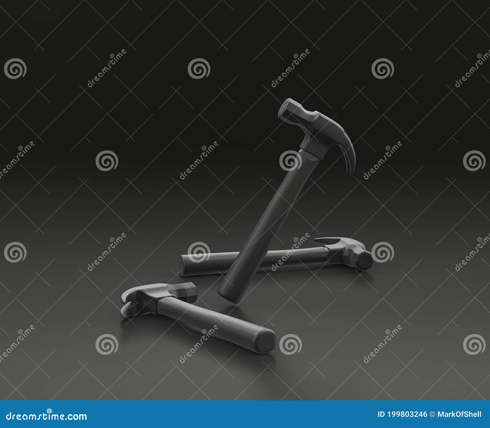 Dark Gray Hammer on Black Background, Single Color Workshop Tool, 3d ...