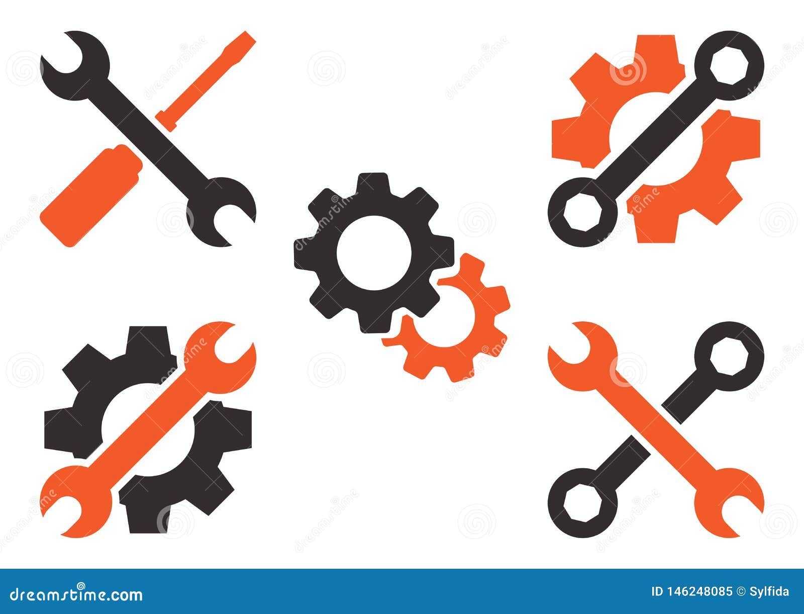 Dark Gray and Orange Set of Tools Icon. Vector Stock Illustration ...