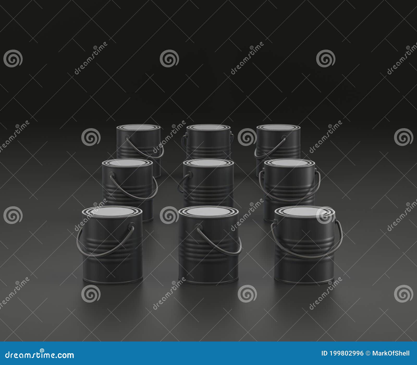 Dark Gray Paint Can on Black Background, Single Color Workshop Tool, 3d ...