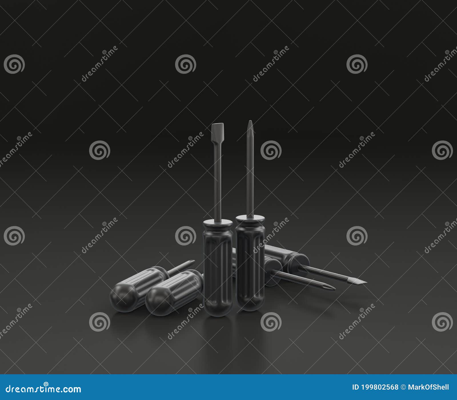 Dark Gray Screwdriver on Black Background, Single Color Workshop Tool ...