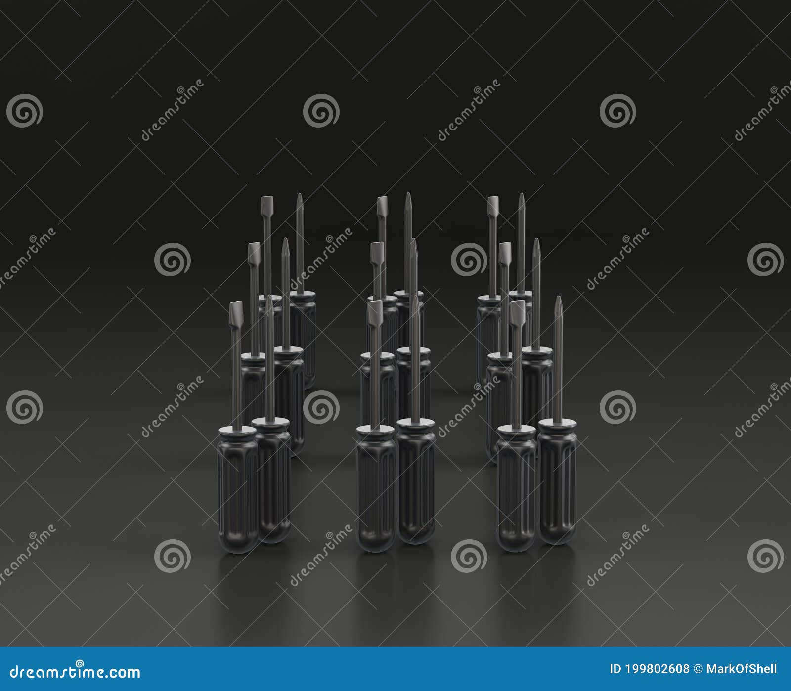 Dark Gray Screwdriver on Black Background, Single Color Workshop Tool ...