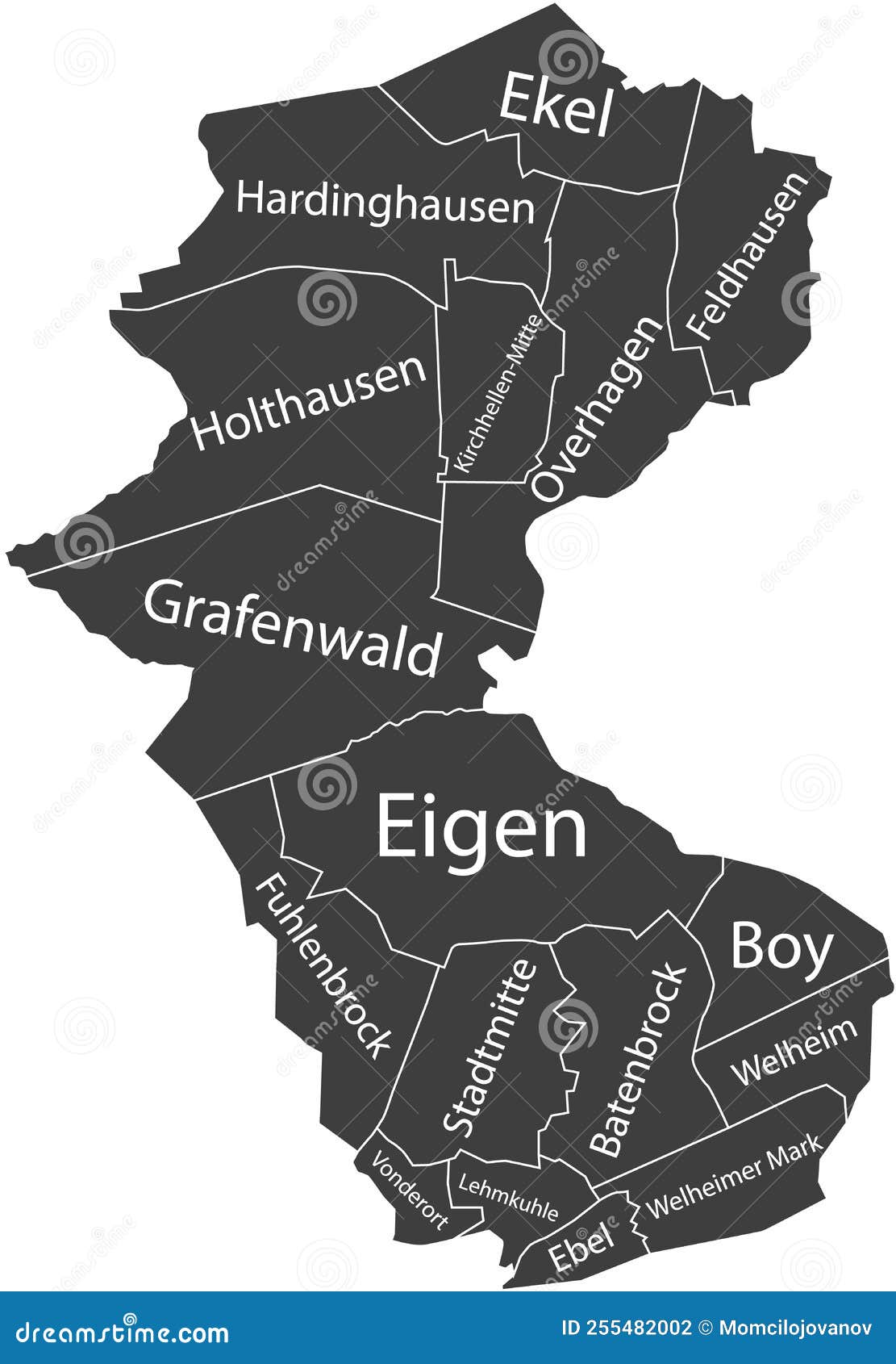 Bottrop, Germany Black And White High Resolution Vector Map ...