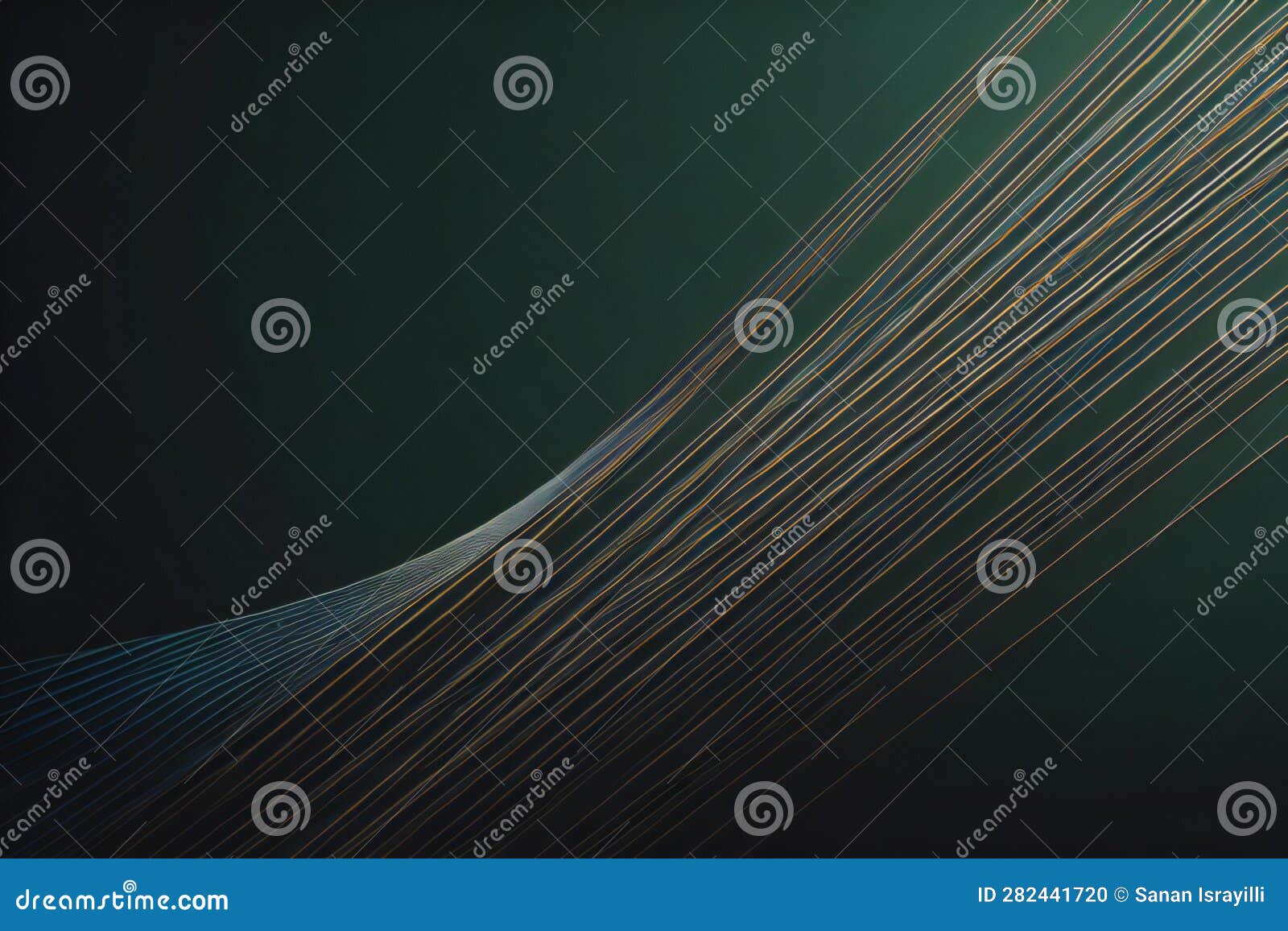Dark Green Abstract Background With Golden Lines And Space Generative