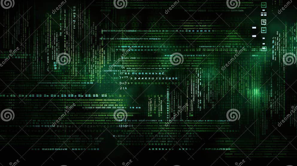 Dark Green Background with Computer Code Stock Illustration ...