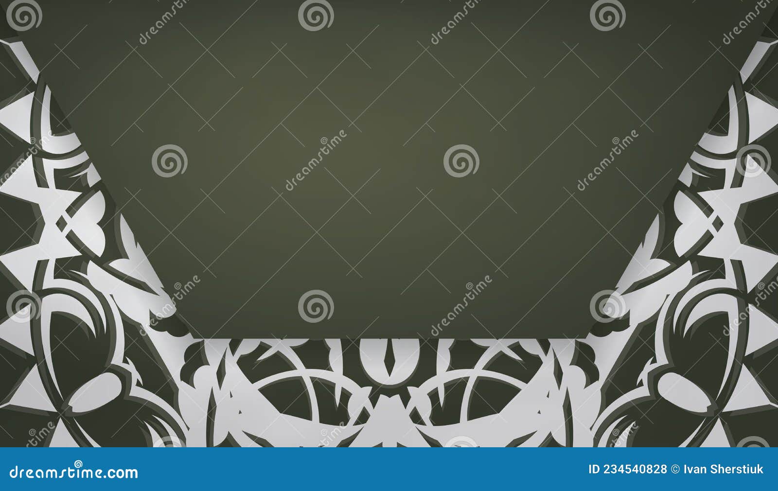 Dark Green Banner With Abstract White Pattern And Space For Your Logo Stock Vector