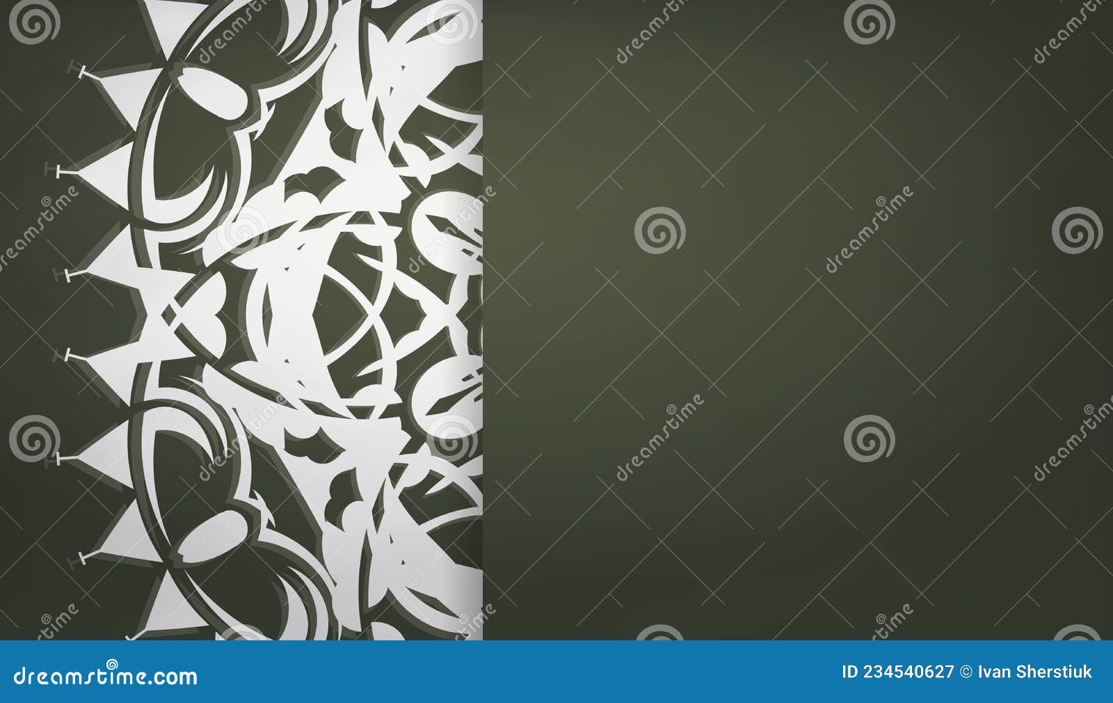 Dark Green Banner With A Luxurious White Pattern And A Place For Your Logo Stock Vector