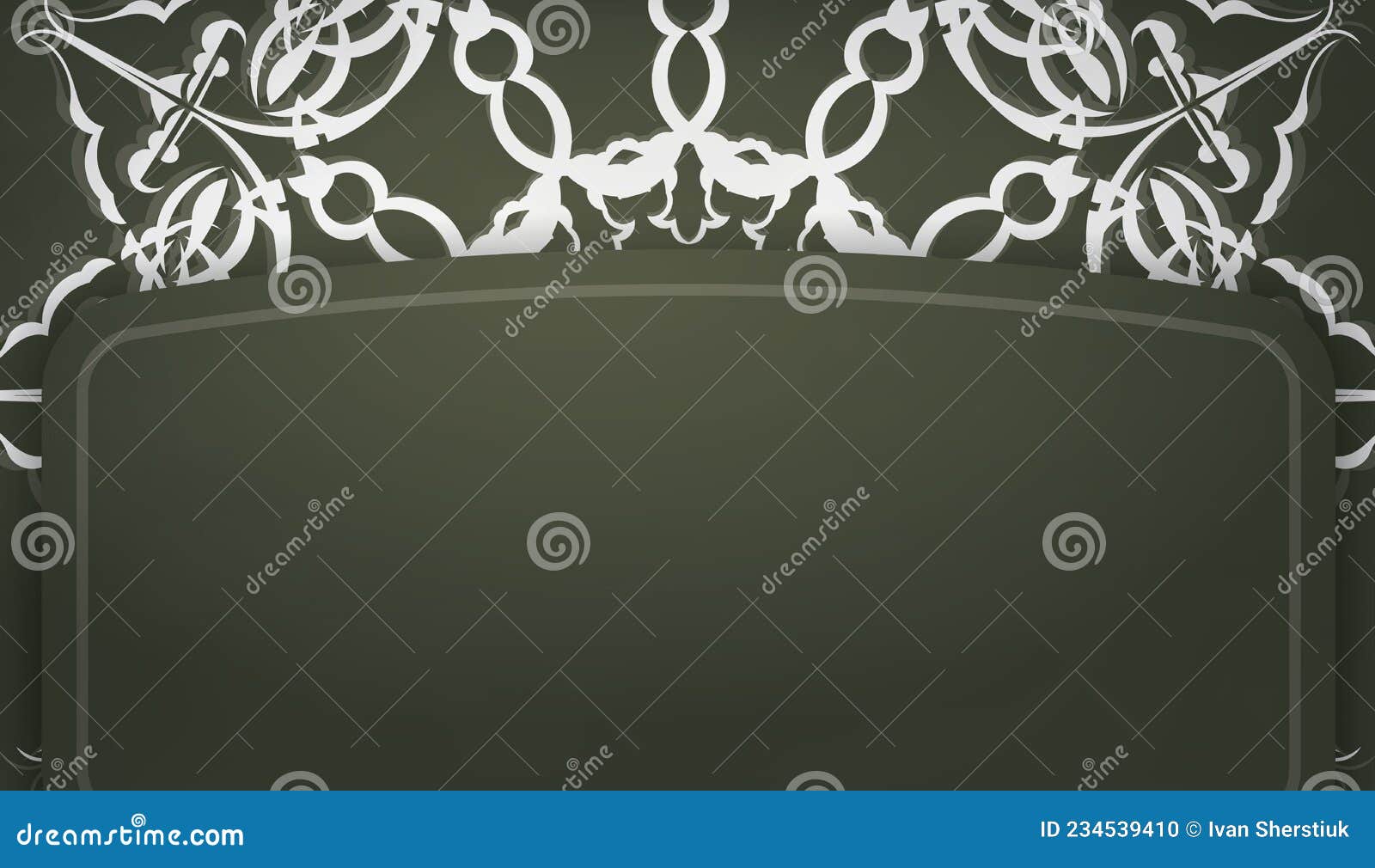 Dark Green Banner Template With Abstract White Pattern And Space For Your Logo Stock Vector